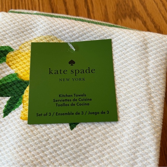 kate spade | Kitchen | Nwt Kate Spade Set Of 3 Lemon Kitchen Towels ...